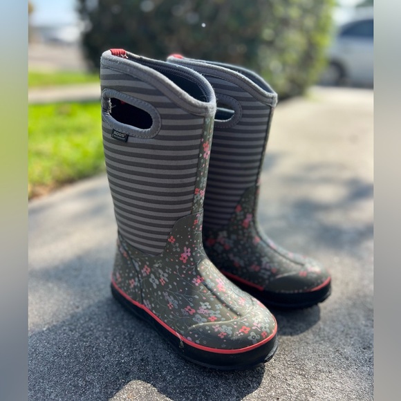 Bogs | Shoes | Girls Bogs 3 Floral Stripe Pattern Tall Boots Wellies ...